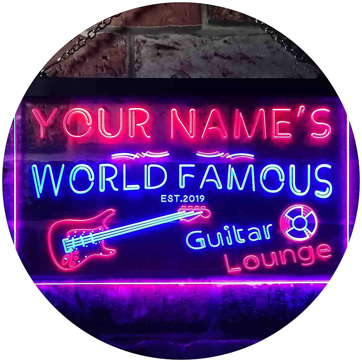 ADVPRO Personalized Your Name Est Year Theme Guitar Room Music Room Dual Color LED Neon Sign Blue & Red 16" x 12" st6s43-pf1-tm-br