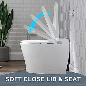 Casta Diva Smart Toilet with Heated Seat, Warm Water Bidet, Off-seat Auto Flushing, Foot Kick Flush, 1.28GPF White Smart Toilets with Remote for Bathrooms (CD-Y070)