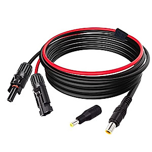 Goupchn Solar Panel Connector to DC 8mm Adapter Extension Cable 16 AWG with DC 5.5mmx2.5mm Adapter for GZ Portable Backup Power Station, Solar Generators 6.23ft