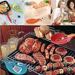 iNeibo Silicone Spoon Rest, Pack of 4-BPA Free Flexible Silicone Kitchen Utensil Rest Ladle Spoon Holder for Stove Top – for Cooking Spatula, Ladle, Brush, Risotto