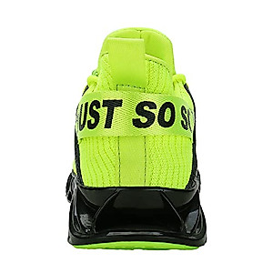 COKAFIL Mens Running Shoes Athletic Walking Blade Tennis Shoes Fashion Sneakers,Green,7.5