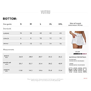 VUTRU Women's Tennis Skirts with Pockets High Waisted Pleated UV Protection Athletic Golf Skirt for Sport Running White