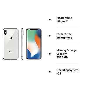 Apple iPhone X, 256GB, Silver - For GSM (Renewed)