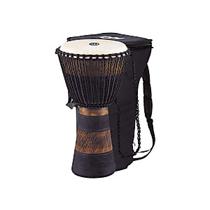 Meinl Percussion ADJ3-XL+BAG African Style Rope Tuned 13-Inch Wood Djembe with Bag, Brown/Black