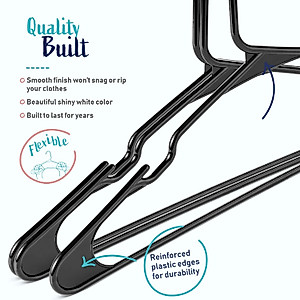 Hangorize Plastic Hangers 20 Pack, Standard-Size Clothes Black Plastic Hangers w/Notches - Black Hangers Plastic for Clothing & Accessories - Closet Organization Essentials for Home, Apartment, Dorm