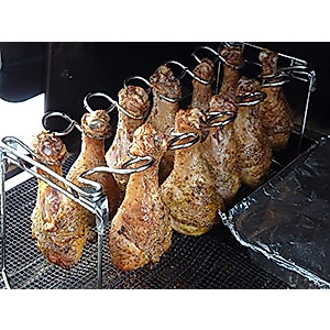 Chicken Leg Wing Grill Rack 12 Slots - Stainless Steel Metal Roaster Stand - for Smoker Grill or Oven - Dishwasher Safe