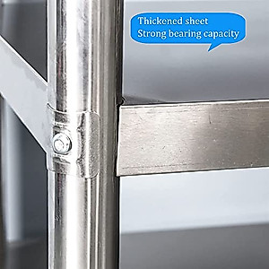 Commercial Kitchen Work Catering Table, Commercial Kitchen Table Stainless Steel Work Table Utility Worktable with Double Under Shelf Heavy Duty Food Prep Workbench (Size : 100x60x80cm)