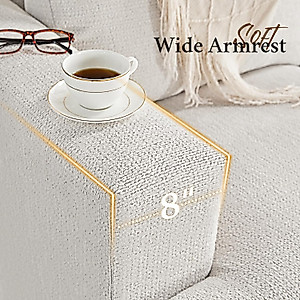 papababe Sofa, 3 Seater Modern Couches with Extra Deep Seats, 89 Inch Wide Comfy Couches for Living Room (Chenille, Beige)