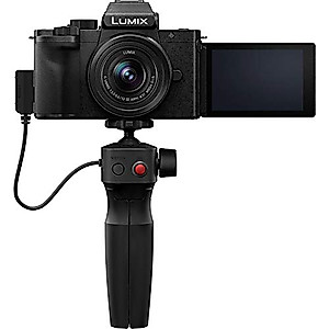 Panasonic DC-G100VK LUMIX G100 Mirrorless Camera 4K Vlogging Kit with 12-32mm Lens + DMW-SHGR1 Tripod Grip Bundle with Deco Gear Case + Microphone + 64GB Card + Photo Video Software Kit & Accessories