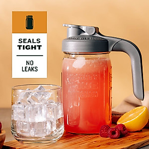 County Line Kitchen Glass Mason Jar Pitcher with Lid - Wide Mouth, 1 Quart (32 oz) - Heavy Duty, Leak Proof - Sun & Iced Tea Dispenser, Cold Brew Coffee, Breast Milk Storage, Water & More