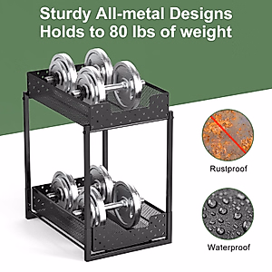 𝗡𝗲𝘄𝗲𝘀𝘁 Metal Under Sink Organizer and Storage, Bathroom Cabinet Organizer, 2 Tier Pull Out Under Cabinet Storage, Black Slide-Out Undersink Organizer for Kitchen/Home, Under Counter Organizer