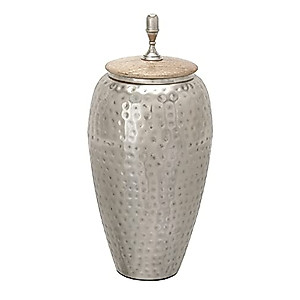 Deco 79 Contemporary Metal Abstract Decorative Jars, 7" x 7" x 16", Silver