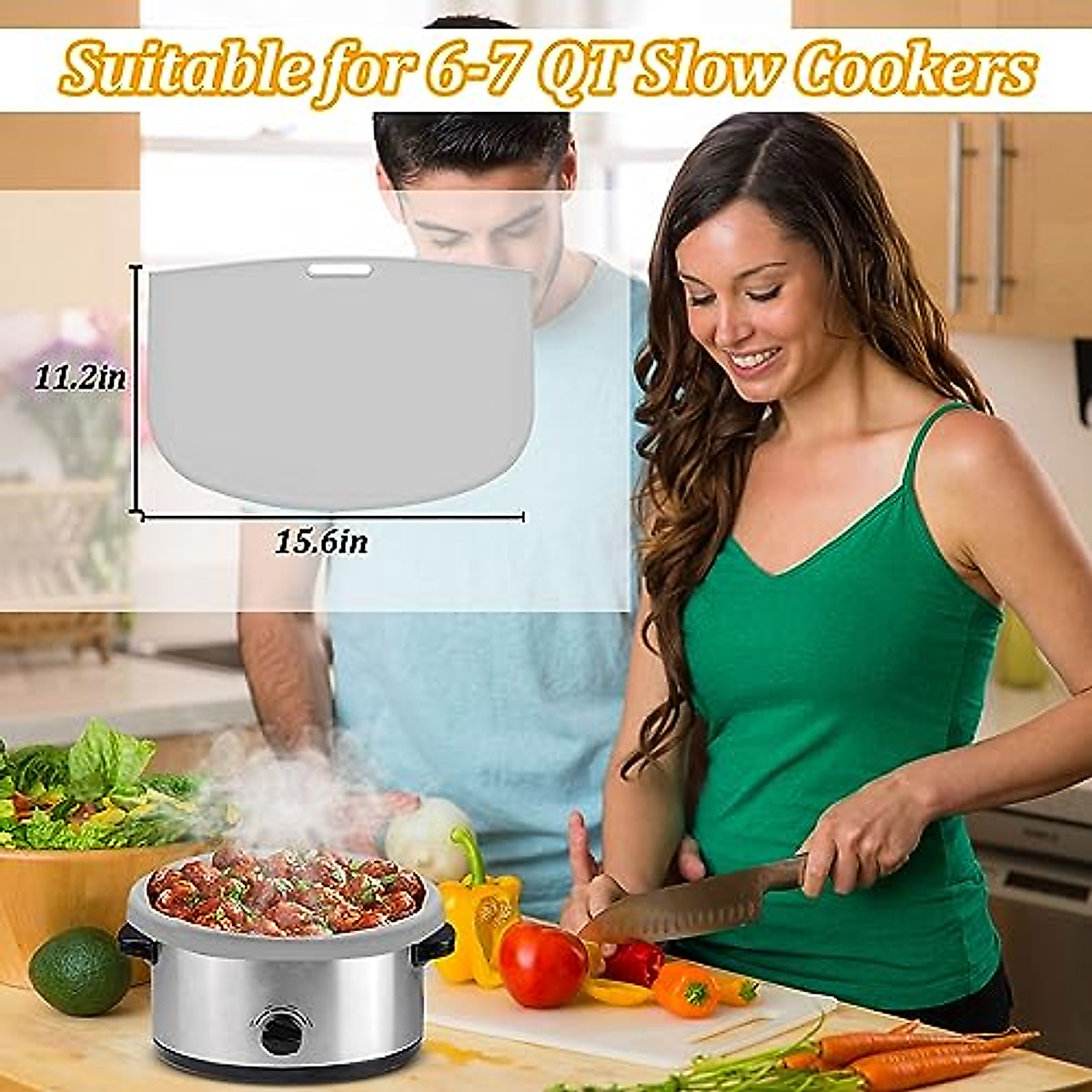 Dexspoeny Silicone (for Crock-Pots) Liner, Instead of Disposable Liner Reusable Leakproof & BPA Free Slow Cooker Liners Fits 6-7 Quarts (Crock Pots) Cooking Bags for Oval Pots Pink and Gray