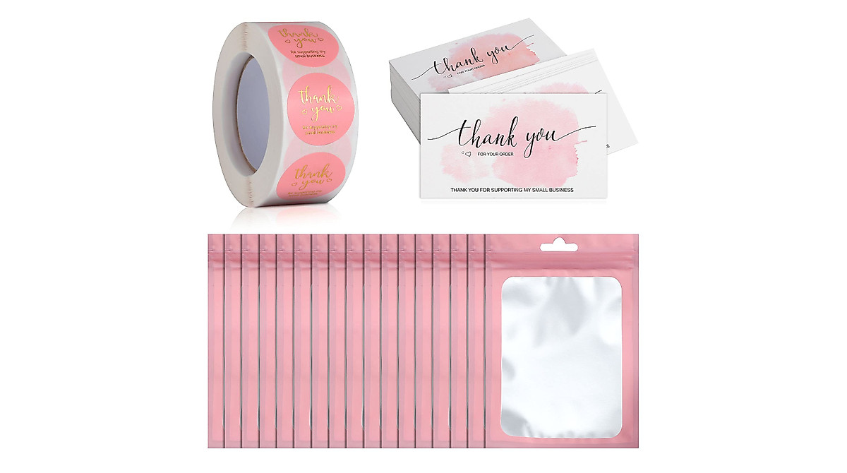 Thank You Cards & Stickers for Small Business | Gold Foil Set