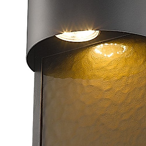 Globe Electric 44227 8.5W LED Integrated Outdoor Wall Sconce, Bronze Finish, Amber Water Glass Accent, Outdoor Lighting Modern, Wall Lighting, Front Porch Décor, Outdoor Lighting, Weatherproof