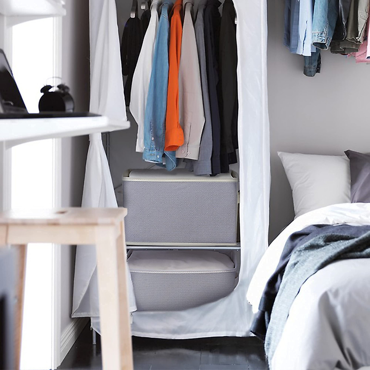 GRANNY SAYS Bundle of 3-Pack Rectangle Storage Bins & 1-Pack Hanging Closet Organizer