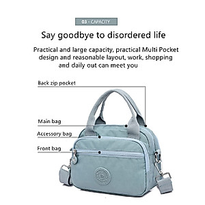 Jie★L Shi Small Travel Crossbody Bag Handbag Nylon Shoulder Bag for Women (Cyanosis)