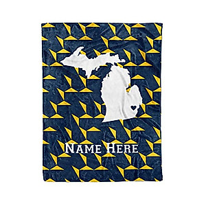 State Pride Series Michigan - Personalized Custom Fleece Throw Blankets with Your Family Name - Ann Arbor Edition