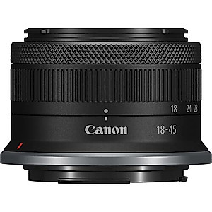 Canon EOS R50 Camera with Canon RF-S 18-45mm Lens + Commander Starter Kit + Lens Filters + CASE + 64GB Memory Card+Extra Battery (18PC Bundle)(Black) (Renewed)