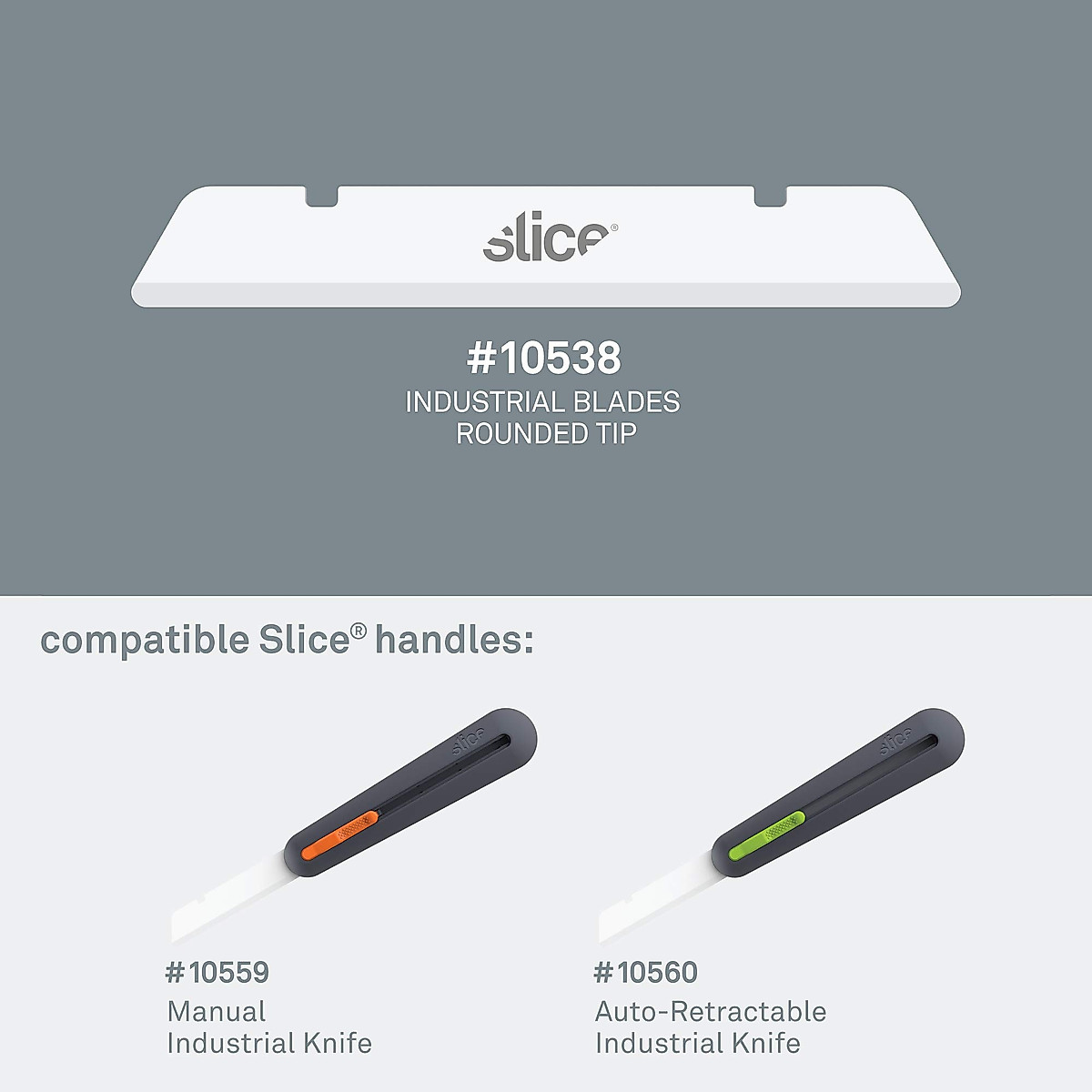 Slice 10538 Extra Long Industrial Blade, Advanced Ceramic, Ideal for Insulation, Batting, Foam, Finger-Friendly Safety Blade, Lasts 11x Longer Than Metal, Rounded Tip (4 Pack)