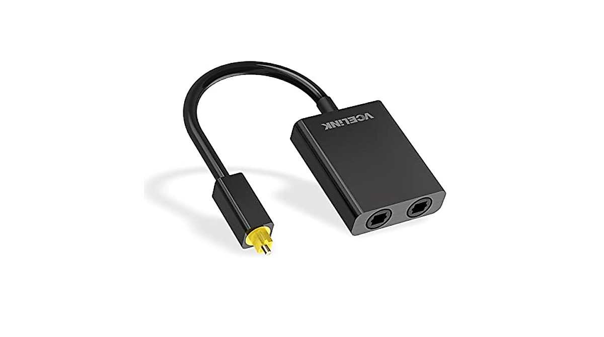 VCELINK Optical Cable Splitter 1 in 2 Out Toslink Gold Connectors