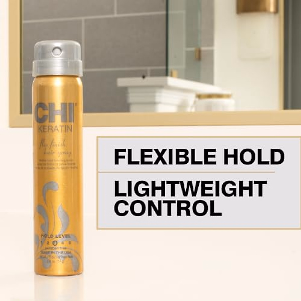 CHI Keratin Flex Finish Hair Spray, Lightweight Spray For Long-Lasting, Smooth Styling, Eliminates Frizz & Flyaways & Seals Out Humidity, 2.6 Oz