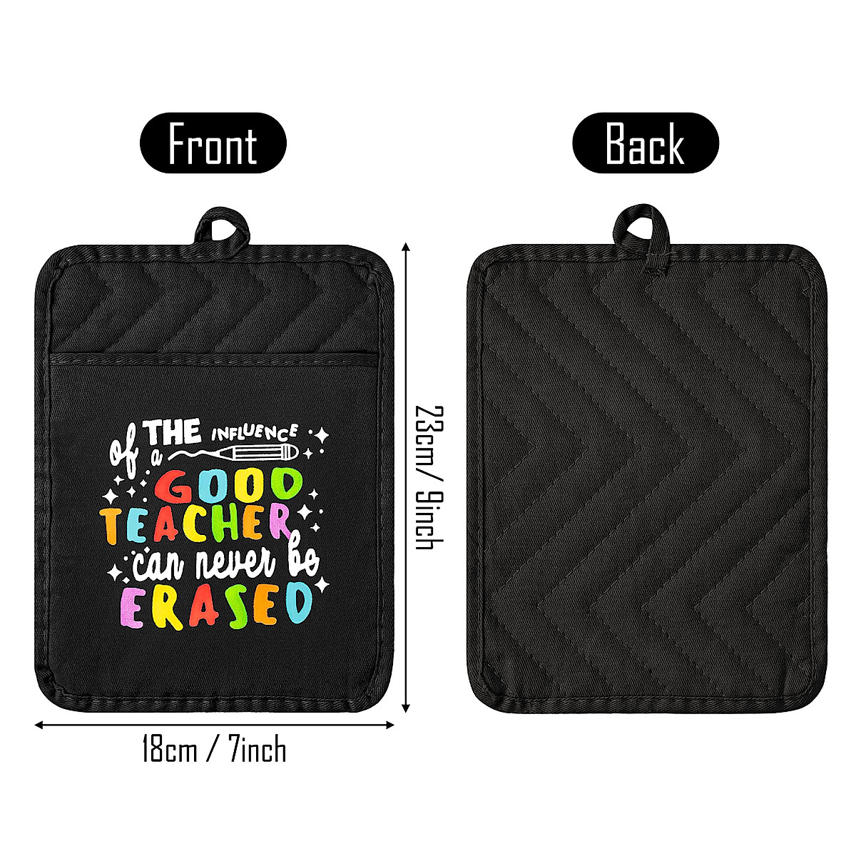 GROBRO7 5Pcs Teacher Appreciation Gift Pot Holders It Takes a Big Heart to Help Shape Little Minds Cotton Pocket Potholder Microwave Oven Mitt Thank You Teachers Gifts for Back to School Graduation