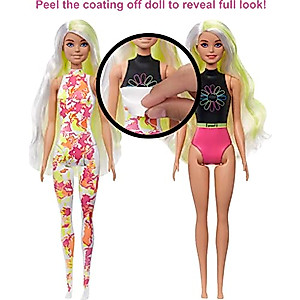 ​Barbie Toys, Color Reveal Doll, Totally Neon Fashions with Yellow-Streaked Platinum Hair & 25 Surprises Including Color Change​​​​