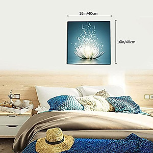 MISOLAXI Lotus Flower Canvas Prints Art for Bedroom Lotus Flower Pictures Prints White Floral Bloom Blossom Close Up Pictures Prints on Canvas Wall Decoration for Bedroom Framed 16"x16"