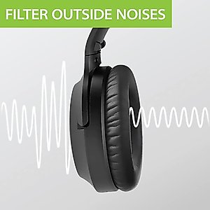 Avantree Aria - Bluetooth Noise Cancelling Over Ear Headphones with Microphone, Detachable Boom Mic for Business Calls, 35H Playtime, Wireless & Wired Headset for Phone PC Computer Laptop