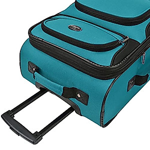 U.S. Traveler Rugged Fabric Expandable Carry-on Luggage Set, Teal, 4 Wheel