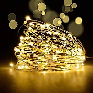YoTelim LED Fairy String Lights with Remote Control - 2 Set 100 LED 33ft/10m Micro Silver Wire Indoor Battery Operated LED String Lights for Garden Home Party Wedding Festival Decorations(Warm White)