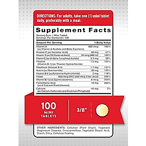 One Daily Multivitamin | 100 Mini Tablets | Non-GMO & Gluten Free Supplement | for Men and Women | by Nature's Truth