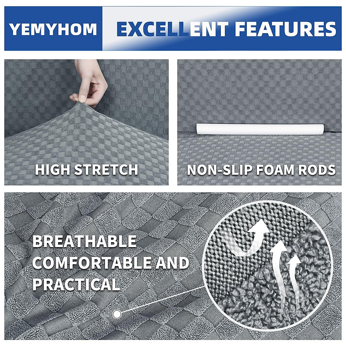 YEMYHOM Couch Cover Latest Jacquard Design High Stretch Sofa Covers for 2 Cushion Couch, Pet Dog Cat Proof Loveseat Slipcover Non Slip Magic Elastic Furniture Protector (Loveseat, Light Gray)