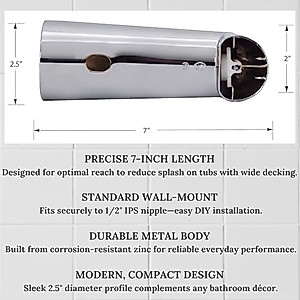 Westbrass 7" Diverter Tub Spout, Polished Chrome, E507D-1F-26