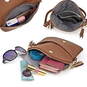 UTO Envelope Wristlet Clutch Crossbody Bag for Women Double Tassel Cellphone Trendy Purse with Strap and Zip Pocket Light Pink