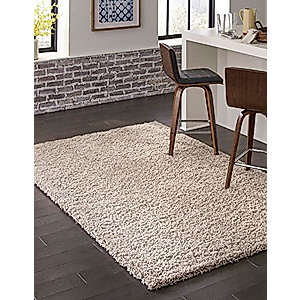 Rugs.com - Über Cozy Solid Shag Collection Rug – 3' x 5' Taupe Shag Rug Perfect for Entryways, Kitchens, Breakfast Nooks, Accent Pieces