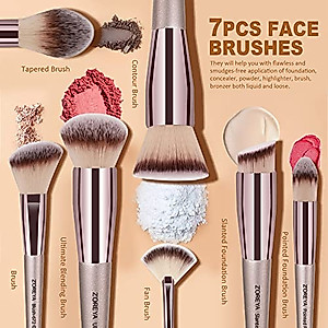 Raffaello Makeup Brushes, 15 Pcs Professional Premium Synthetic Brush Set, Foundation Concealer Eyeshadow Blush Makeup Brush Set (Champagne Gold)