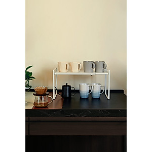 Nxconsu Expandable Cabinet Shelf Organizer Riser for Kitchen Pantry Cupboard Under Sink Countertop Home Storage Organization Rack Space Saver Freestanding Heavy Duty Nonslip Stackable White