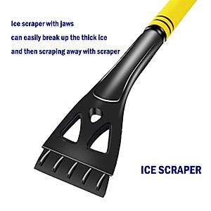 AFODYL Ice Scraper and Extendable Snow Brush for Car, Snow Remover and Brushes with Foam Grip for Windshield Window, Pivoting Brush Head for SUV Truck Vehicle(Yellow)