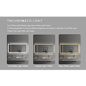 BHBL Lighted Bathroom Mirror 24 x 32 Inch Led Mirror for Bathroom,Bathroom Mirrors Wall Mounted with Anti-Fog,Dimmable,Vertical & Horizontal (CK010-2432-TS) Lighted Makeup Mirror