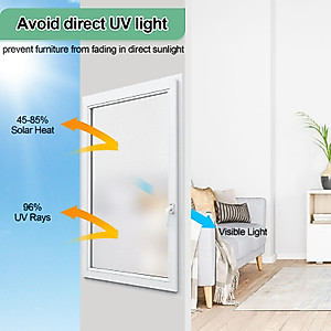 vivinin Frosted Glass Window Film,17.3x118.1 Inches Privacy Film Anti Uv, Frosted Window Privacy Film Non Adhesive, Window Film Privacy for Bathroom Home and Office