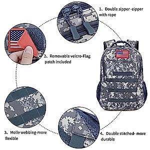outdoor plus Camo Backpack,Military Teen Boys Backpacks for School, Army Bookbag with USB Charging Port,40L