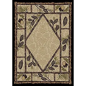 Rustic Lodge Wooded Pine Cone 8x10 Area Rug, 7'10x9'10