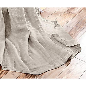 Brussels Super Soft Lightweight Pre-Washed Belgian Flax Linen Reversible Throw Blanket, 50" x 70" - Natural Linen Color