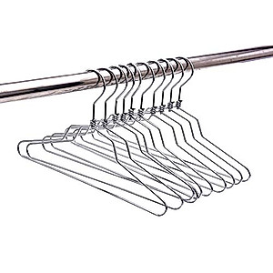 10 Quality Metal Children Hangers, Swivel Hook, Stainless Steel Heavy Duty Wire Clothes Hangers (10, Kids - 12" inch)
