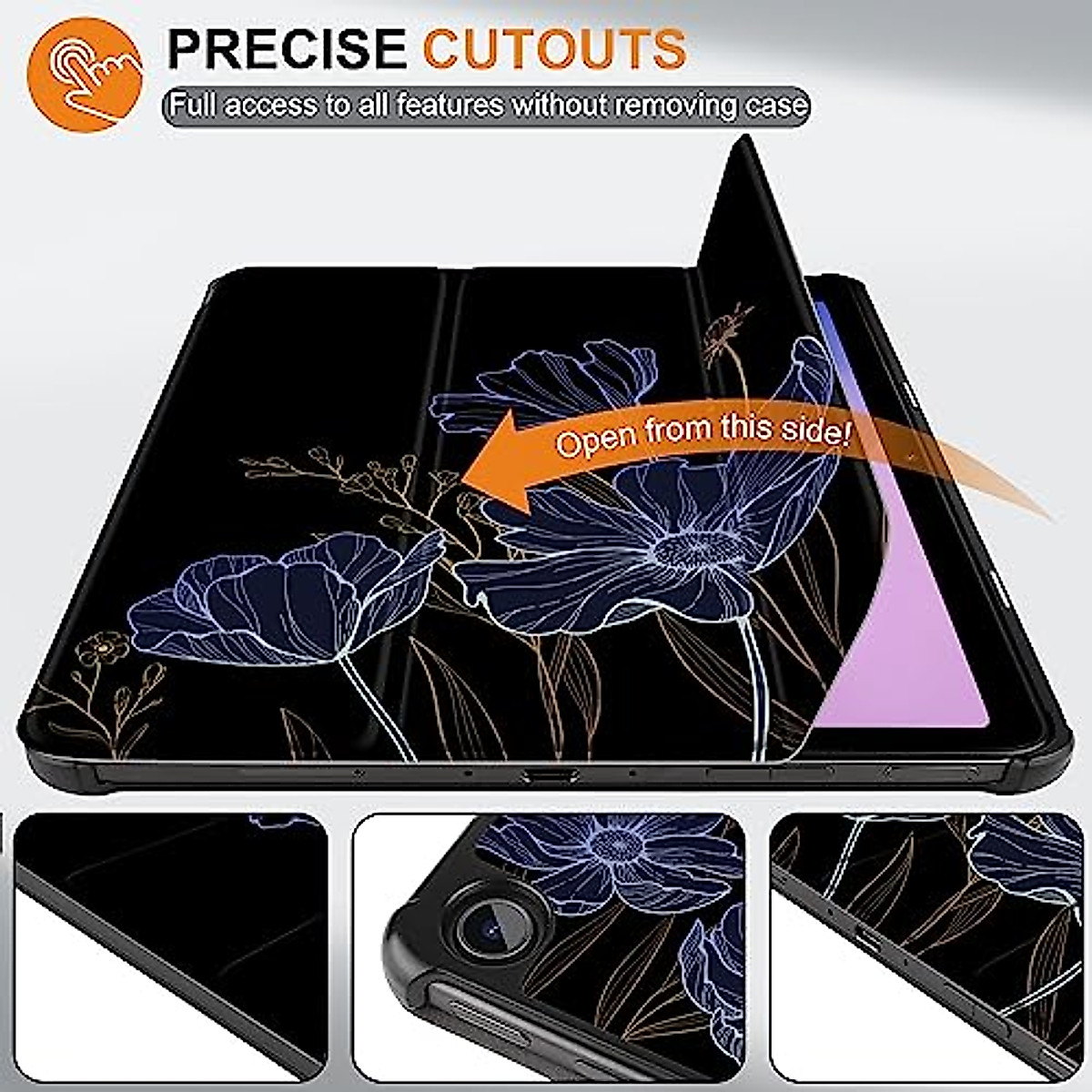 Yebiseven Case for Amazon Fire Max 11 2023(Only Compatible with 13th Generation Tablet), Shockproof Tablet Protective Cover with Trifold Stand & Auto Sleep/Wake, Floral Foliage