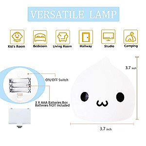 Night Light for Kids, Cute Lamp Dumpling Light Birthday Gifts for Girls Boys, Kawaii Waterdrop Nightlight Silicone Portable Nursery Battery Powered Animal Night Lights for Baby Toddler Teen Bedrooms