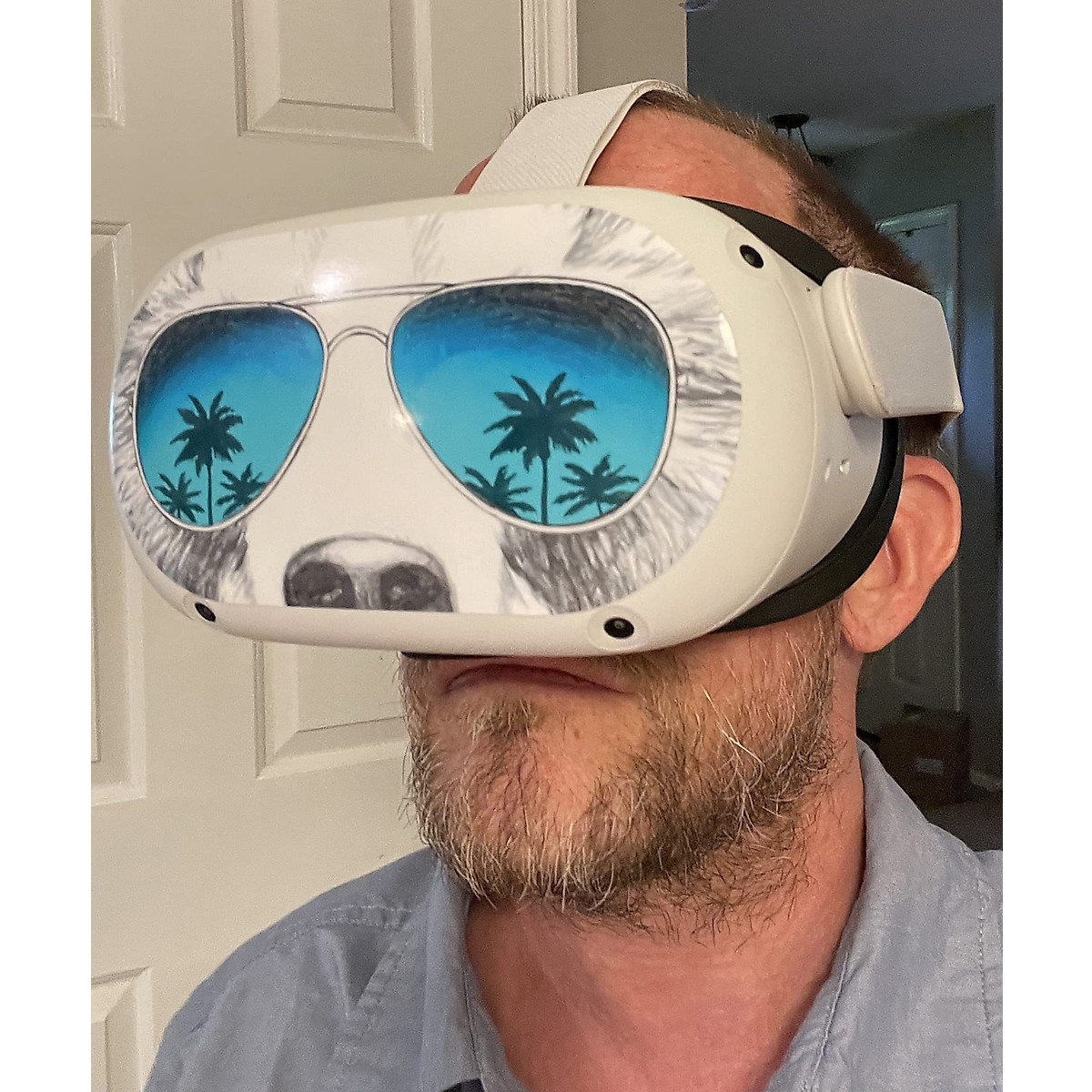 Bear with Sunglasses Decal for Quest 2 VR Headset - Meta/Oculus - Glossy Vinyl Sticker
