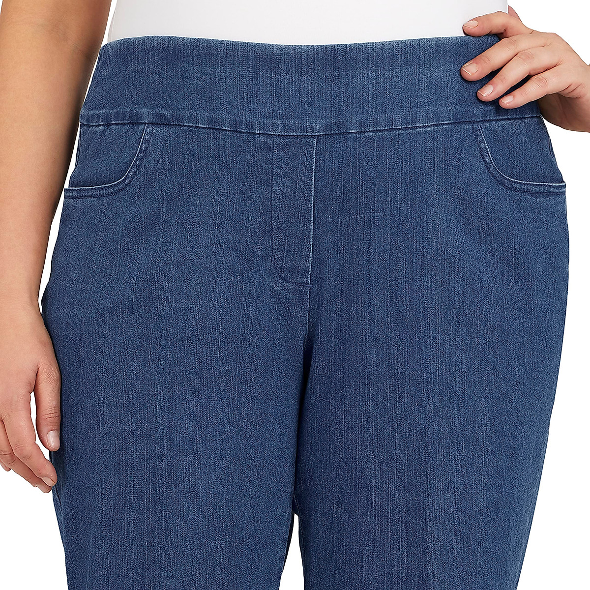 Alfred Dunner Womens Plus-Size Super Stretch Mid-Rise Average Length Pant, Medium Denim, 18W